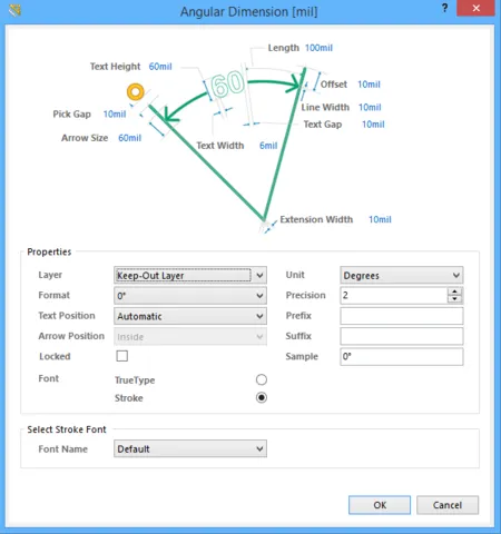 Angular Dimension | Altium CircuitStudio Technical Documentation