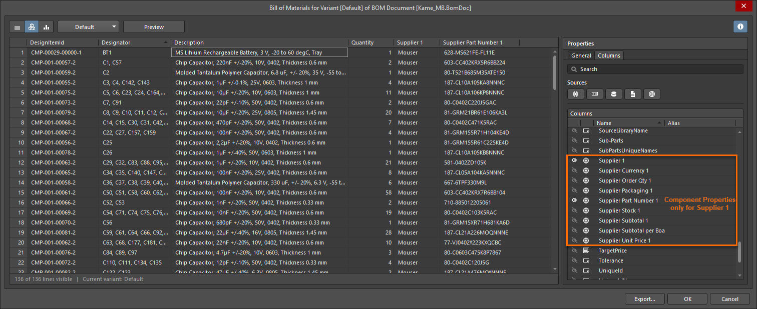 KB: Column Name Error in BOM | Knowledge Base Technical Documentation