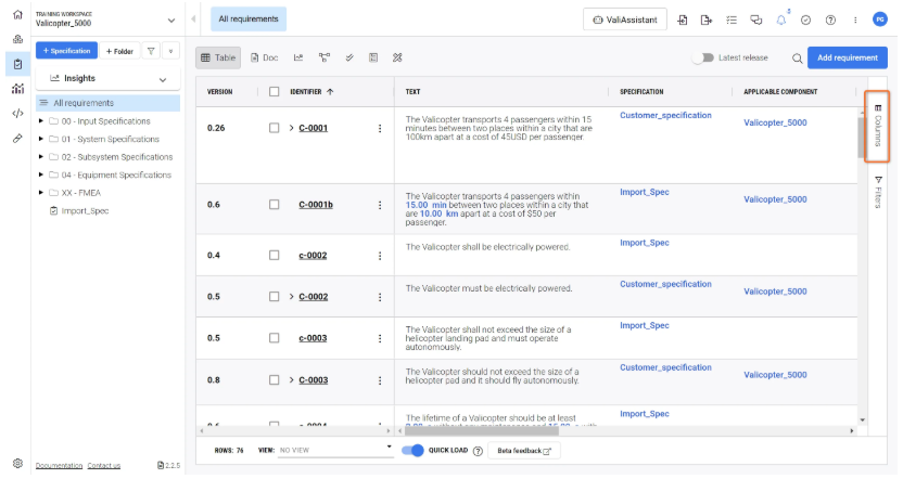 Custom Columns for Requirements | Altium 365 Technical Documentation